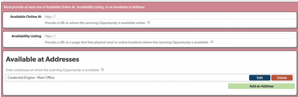 Entering and Approving Learning Opportunity Data - Credential Registry Guidance