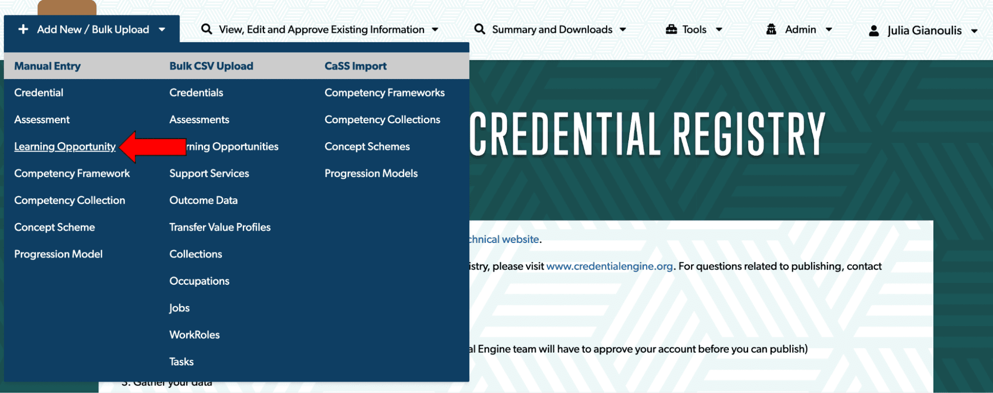 Entering and Approving Learning Program Data - Credential Registry Guidance