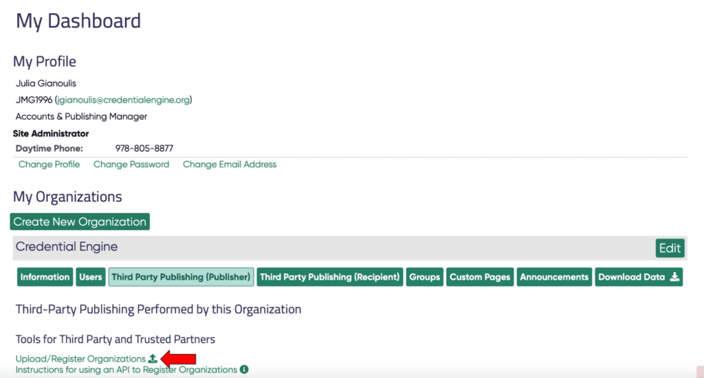 Uploading and Registering Organizations - Credential Registry Guidance