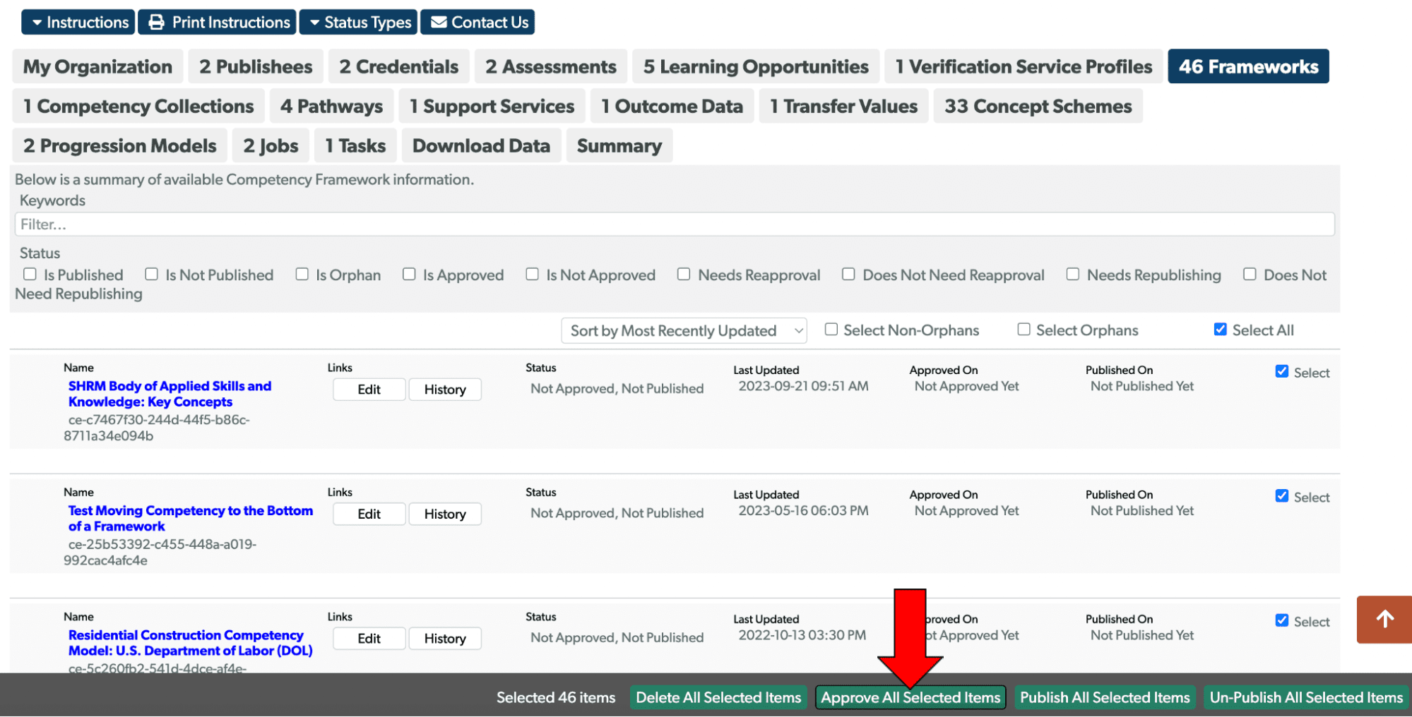 Uploading and Approving Competency Framework Data - Credential Registry Guidance