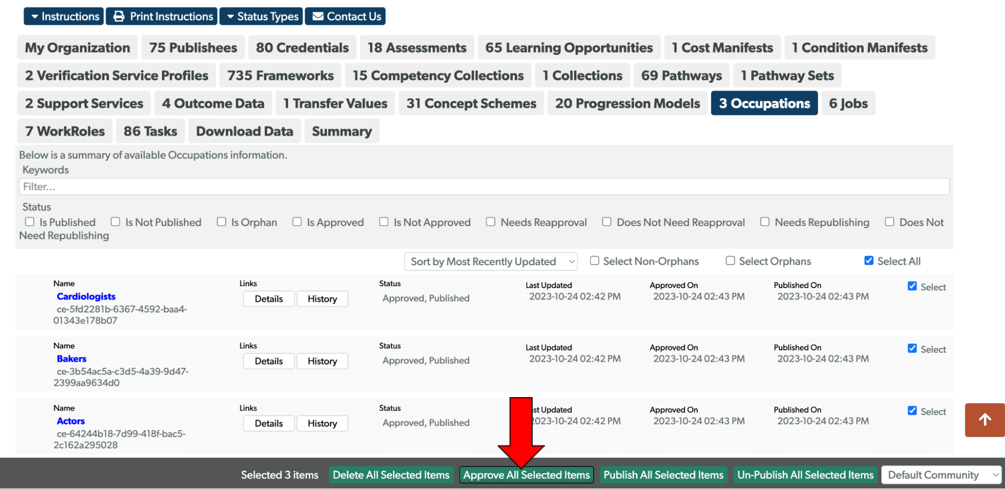 Uploading and Approving Occupation Data - Credential Registry Guidance