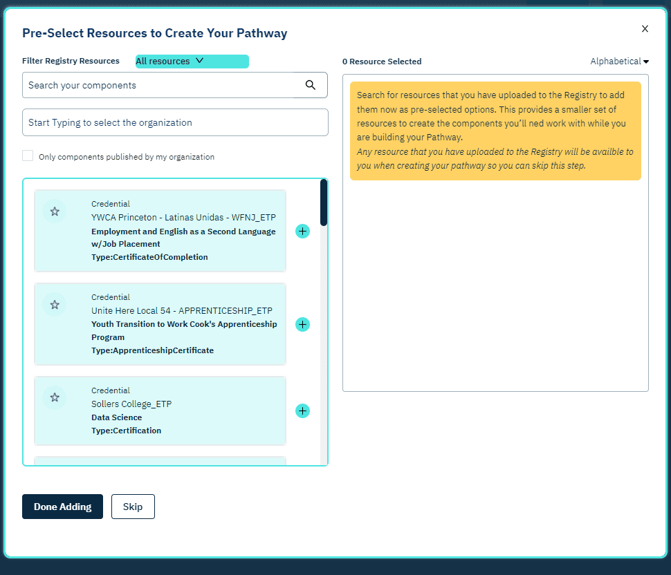 Pathway Builder: Start Building Your Pathway - Credential Registry Guidance