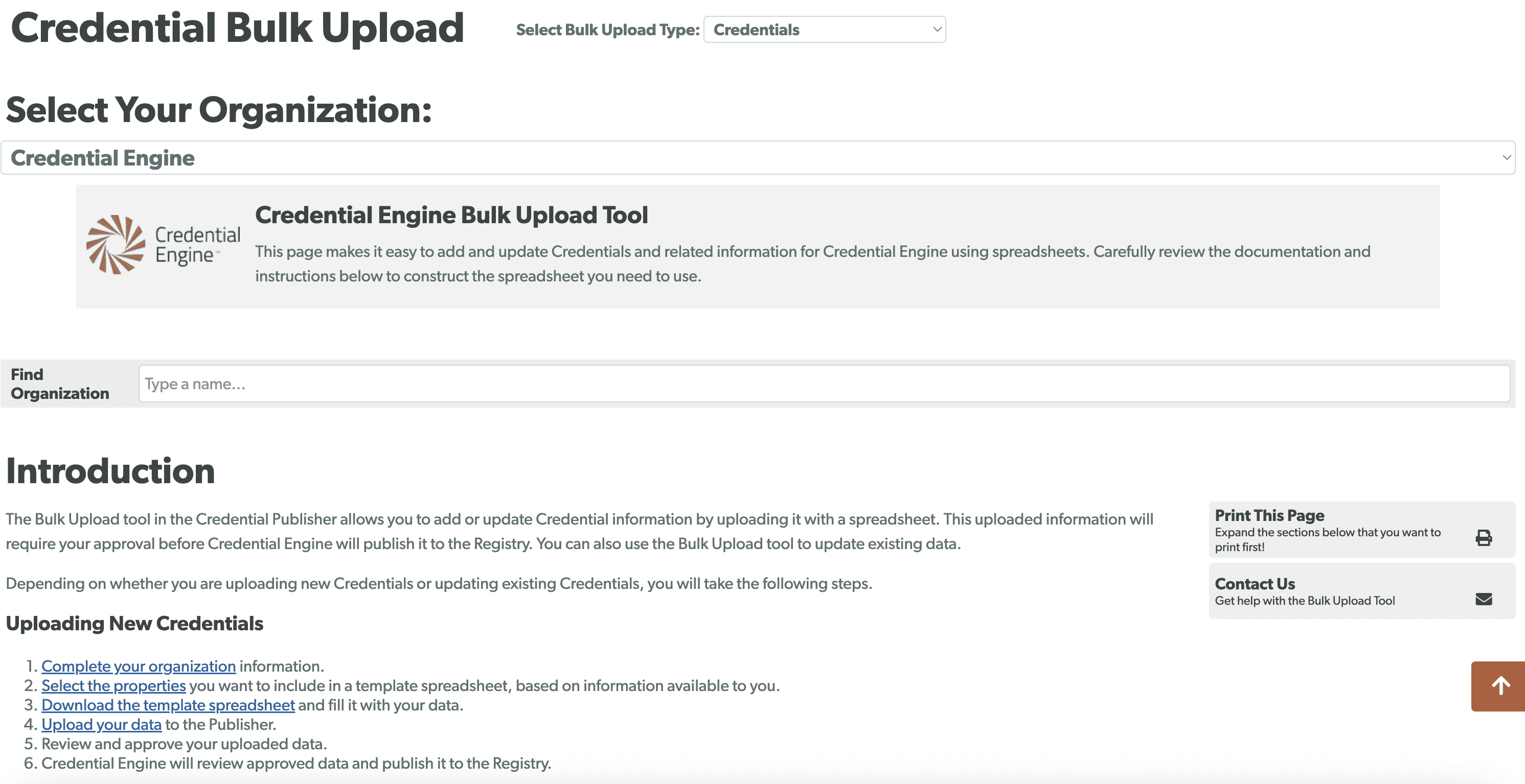 Get Started: Bulk Upload - Credential Registry Guidance