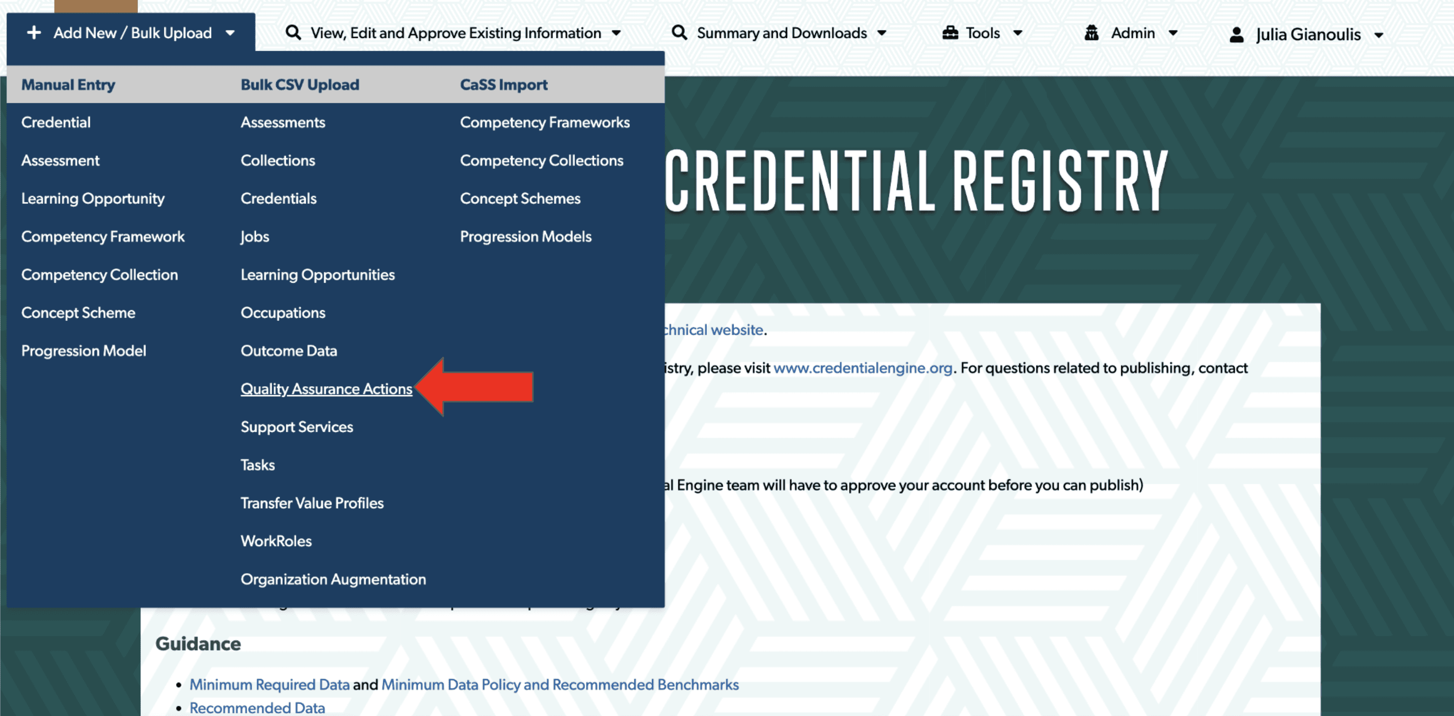 Uploading and Approving Quality Assurance Actions Data - Credential ...