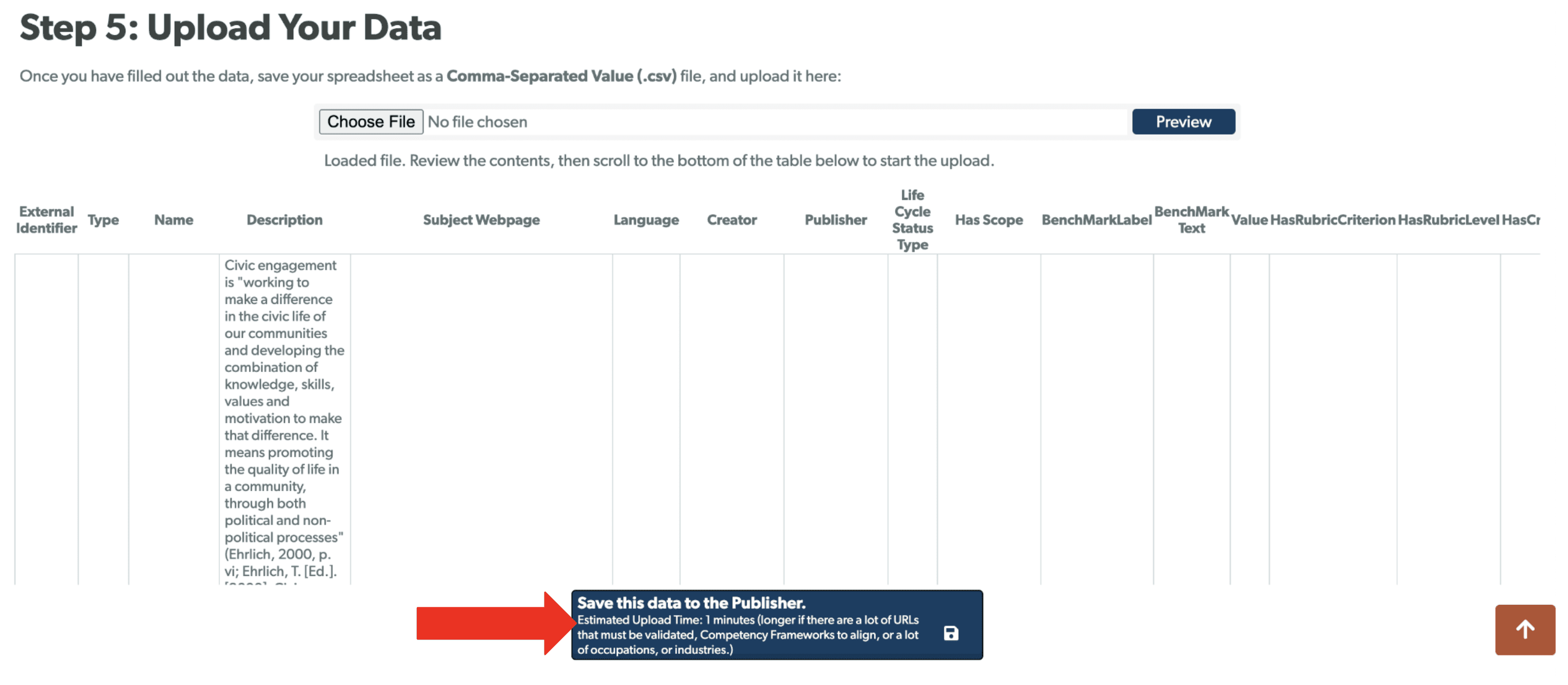 Uploading and Approving Rubrics Data - Credential Registry Guidance