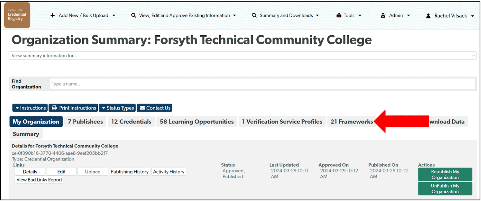 Updating Published Competency Framework or Competency Collection via Manual Entry - Credential ...