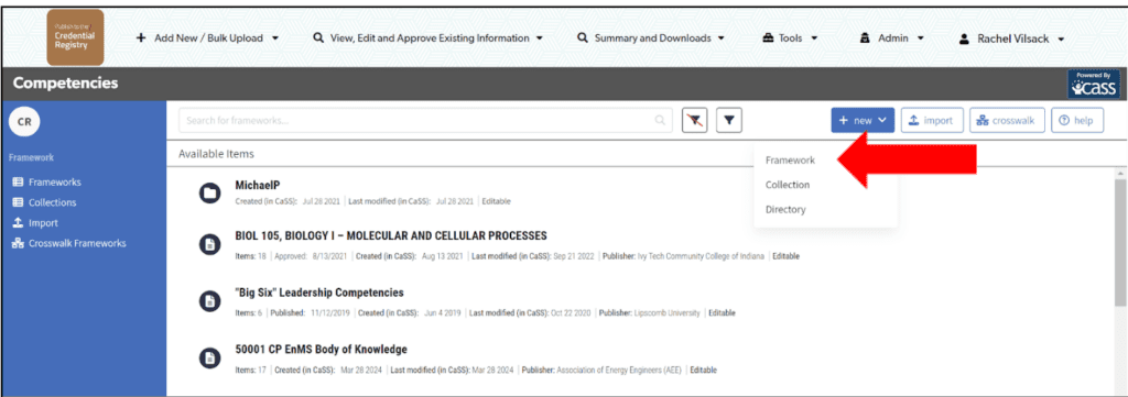 Entering Competency Framework or Competency Collection via Manual Entry - Credential Registry ...