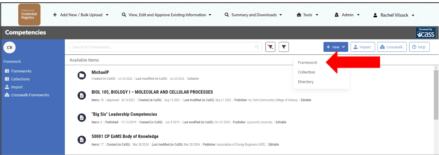 Entering Competency Framework or Competency Collection via Manual Entry - Credential Registry ...
