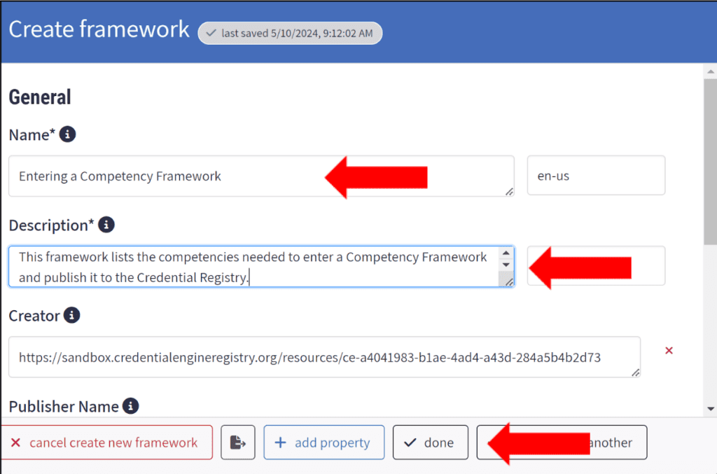 Entering Competency Framework or Competency Collection via Manual Entry - Credential Registry ...