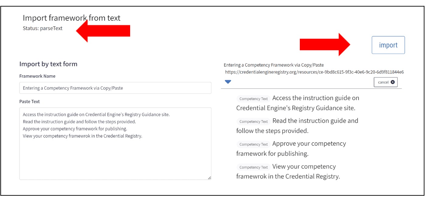 Entering Competency Framework via Copy/Paste Import - Credential Registry Guidance
