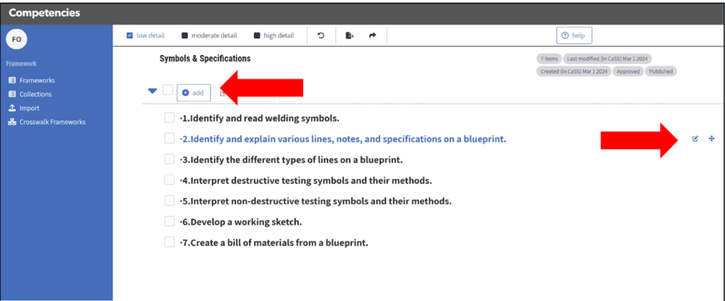 Updating Published Competency Framework or Competency Collection via ...